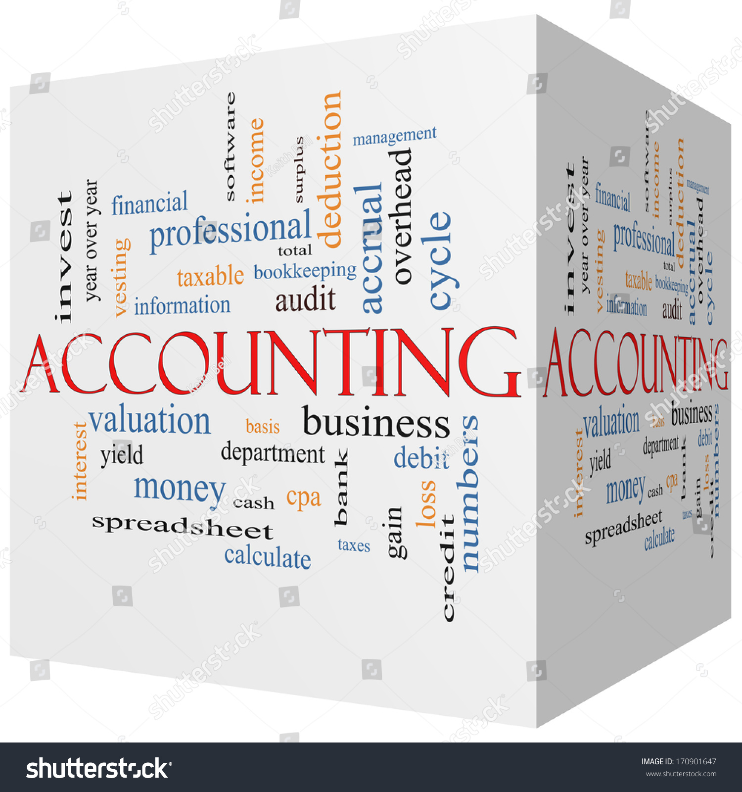 Accounting 3d Cube Word Cloud Concept With Great Terms Such As Debit