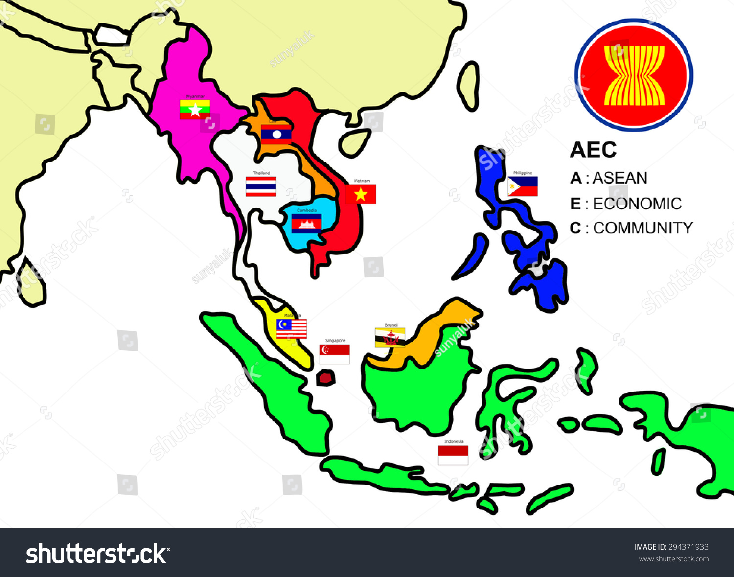 Aec Map Asean Economic Community Stock Illustration 294371933 Aec Map Asean Economic Community Stock Illustration 294371933