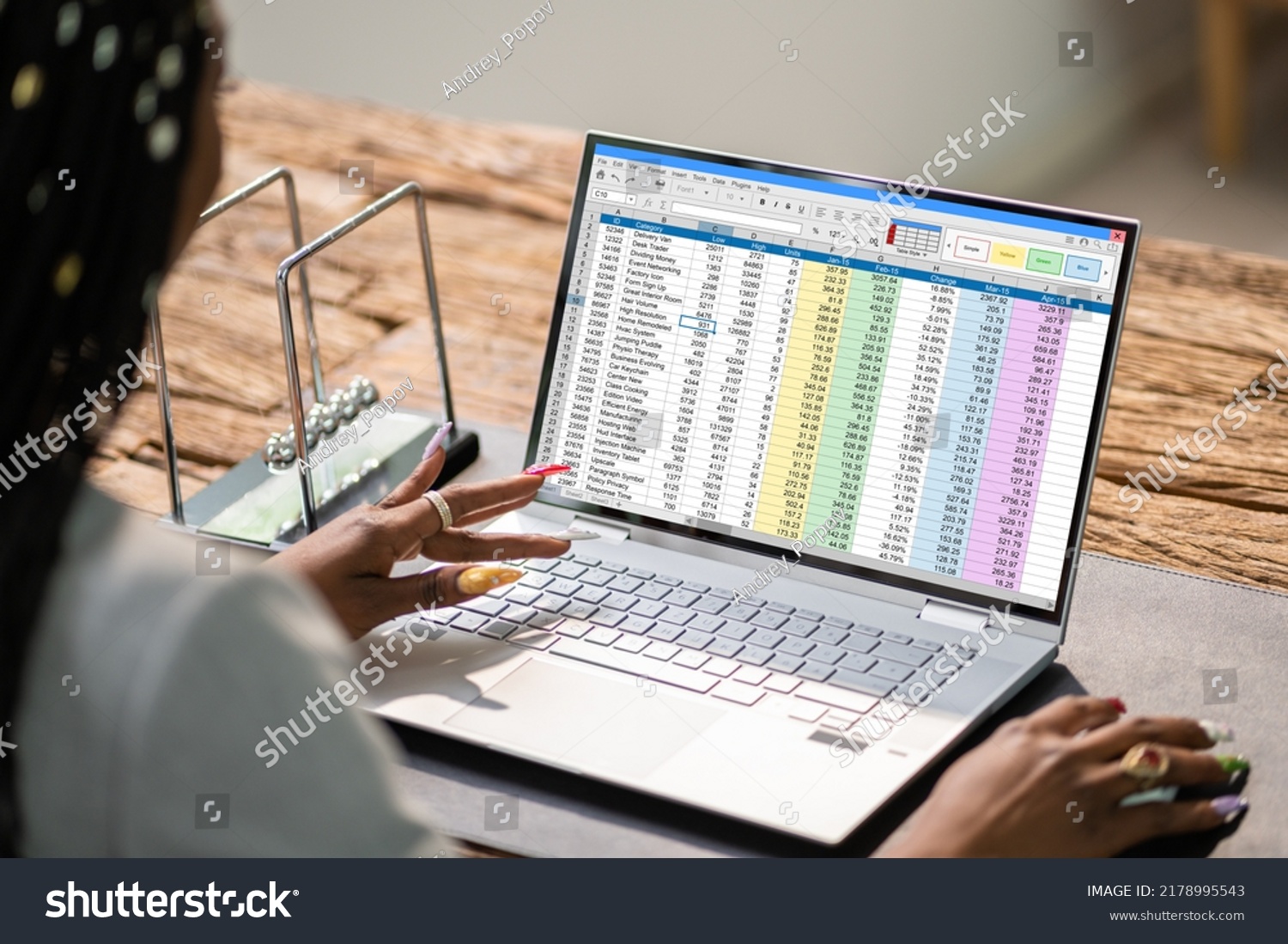 African American Spreadsheet Data Analyst Using Stock Photo 2178995543 ...