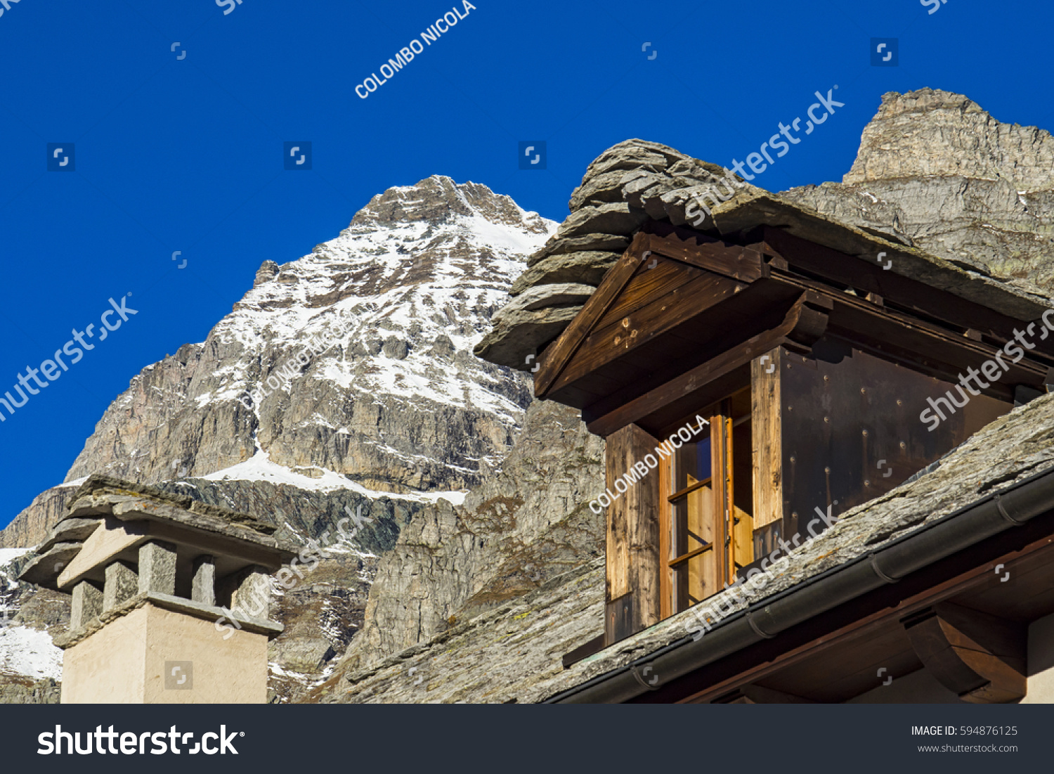 Alpine Window Stock Photo (Edit Now) 594876125