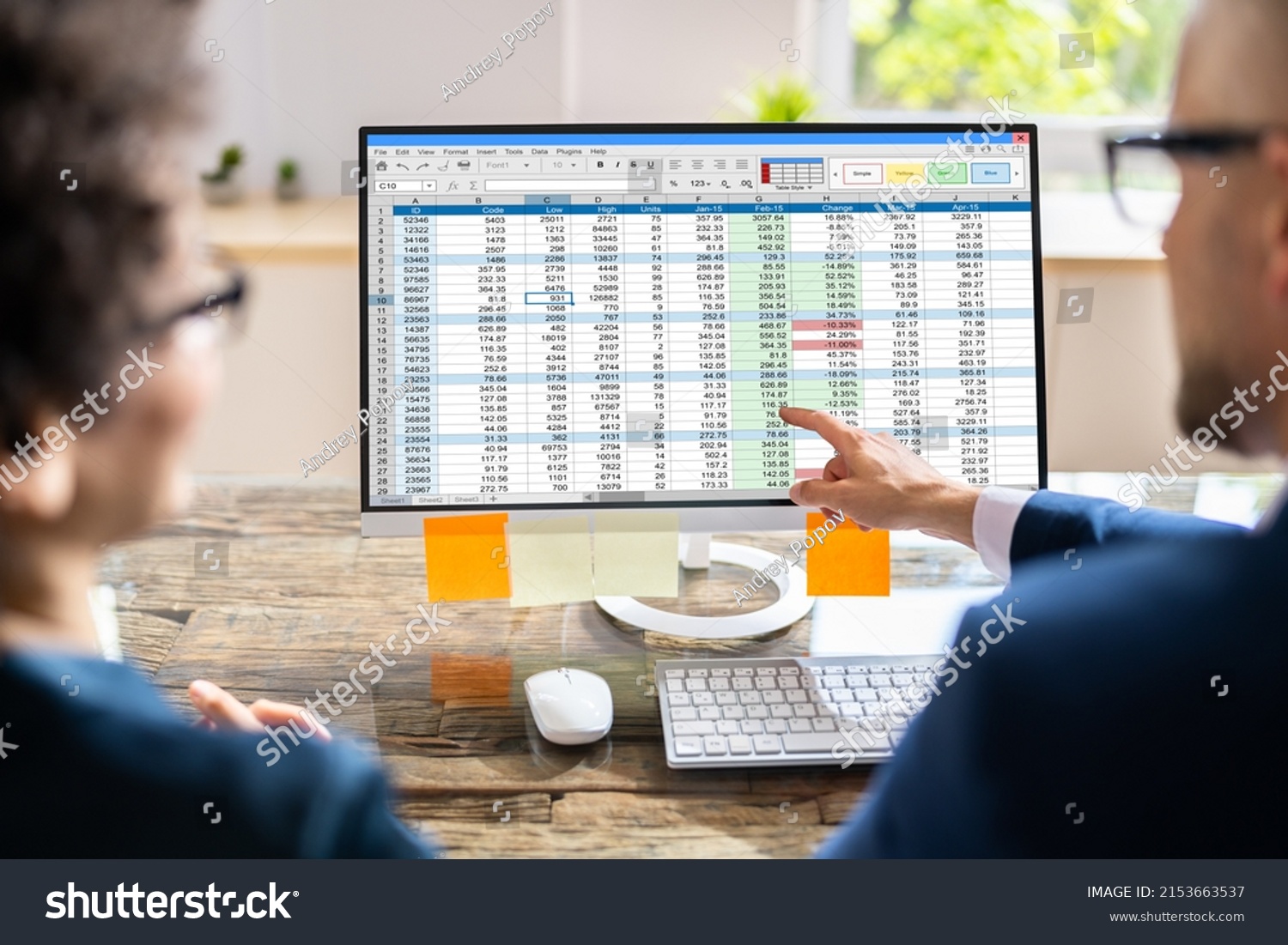 Analyst Employee Working On Spreadsheet Using Stock Photo 2153663537 ...