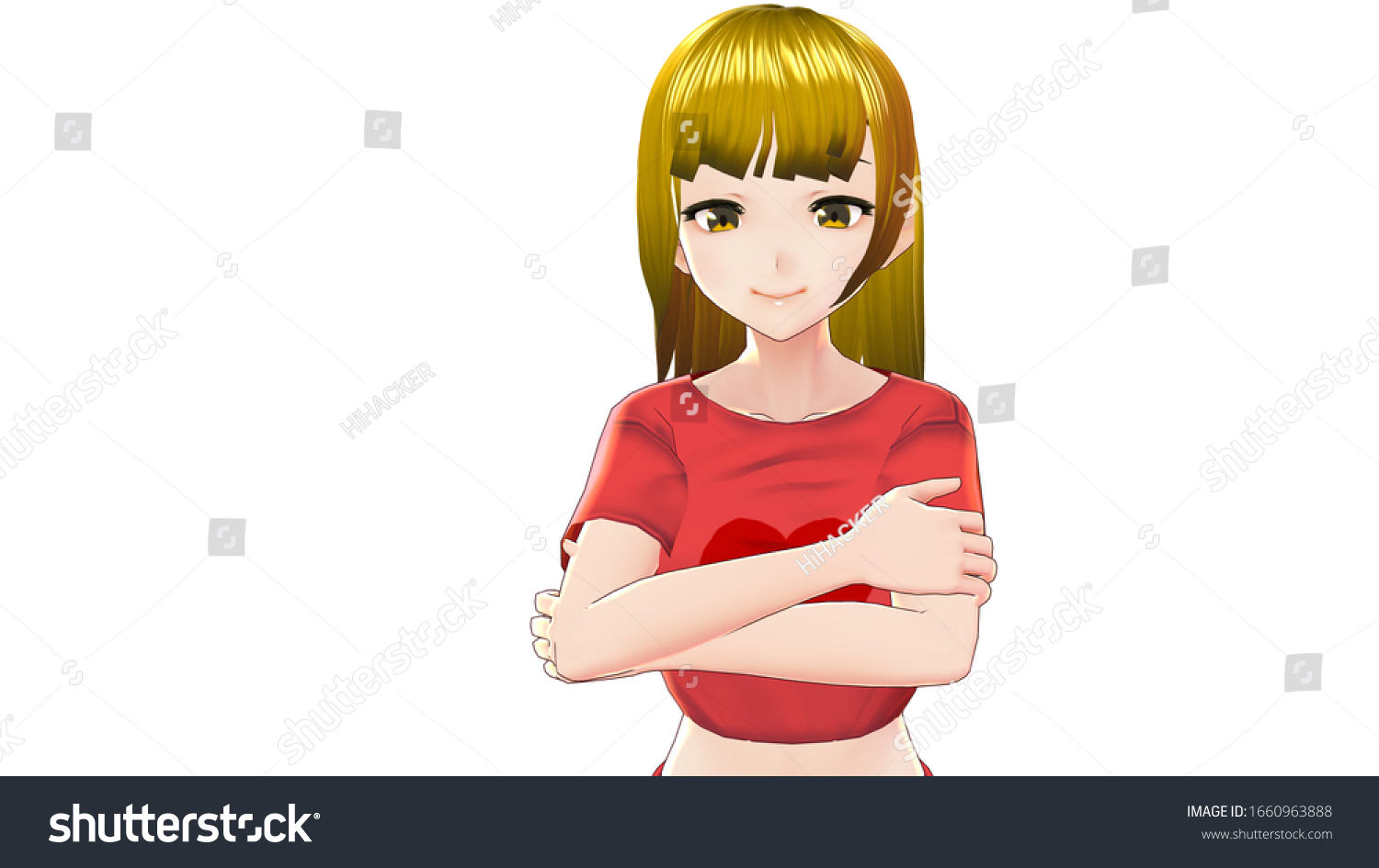 Anime Girl Cartoon Character Japanese Girl 库存插图 1660963888 Shutterstock
