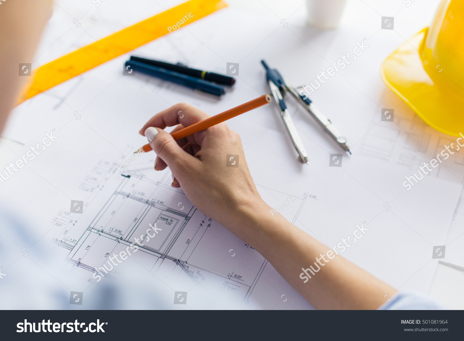 Architectural Project Progress Engineering Concept Stock Photo ...