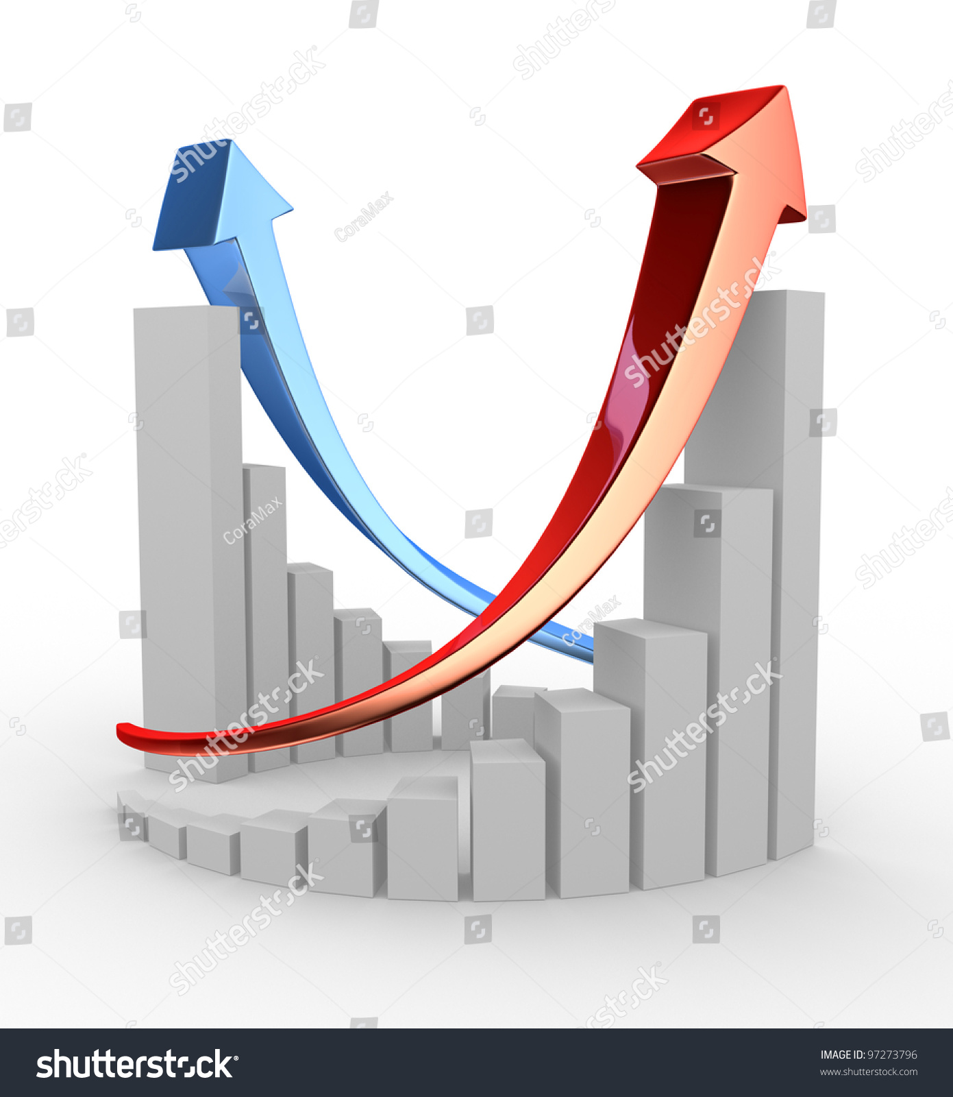 Arrow Diagram Chart 3d Render Stock Illustration 97273796