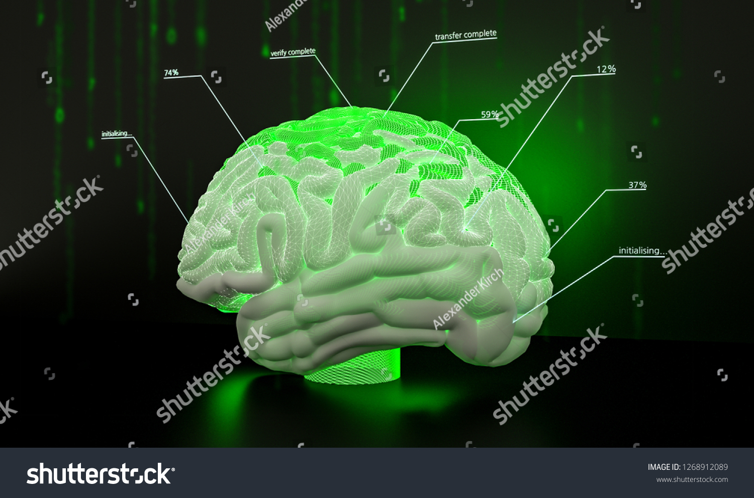 Artificial Intelligence Brain Simulation Deep Learning 库存插图 1268912089 ...