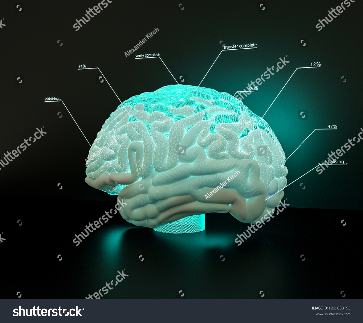 Artificial Intelligence Brain Simulation Deep Learning 스톡 일러스트 ...