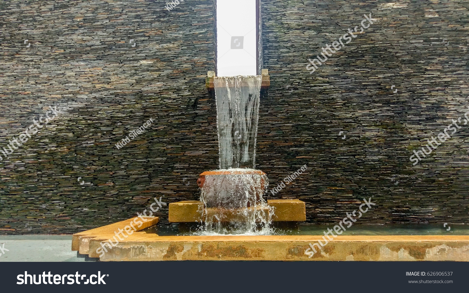 Artificial Waterfall Stone Cladding Wall Stock Photo 626906537 ...