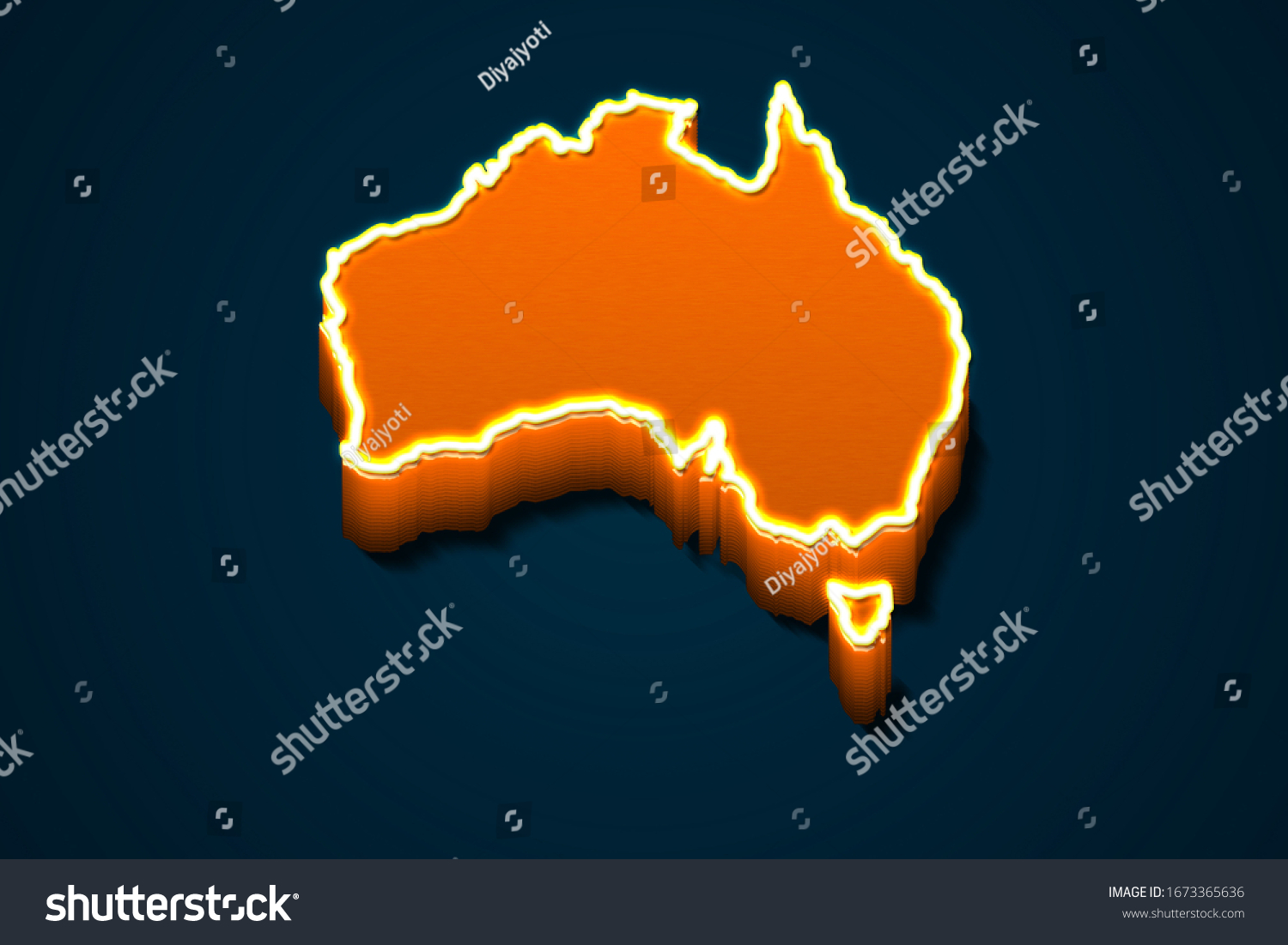 Australia Map 3d Effect Isolate Blue Stock Illustration 1673365636 ...