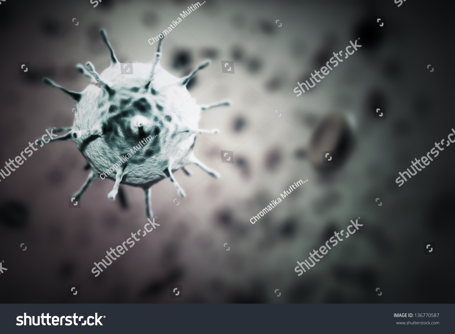 Bacteria Under Microscope High Quality Render Stock Illustration 136770587