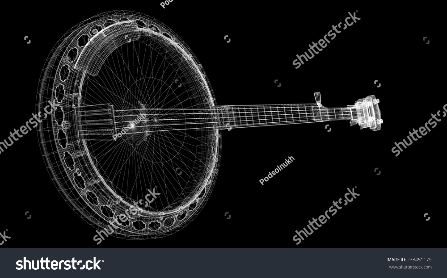 Banjo Model 5 String Body Structure Stock Illustration 238451179