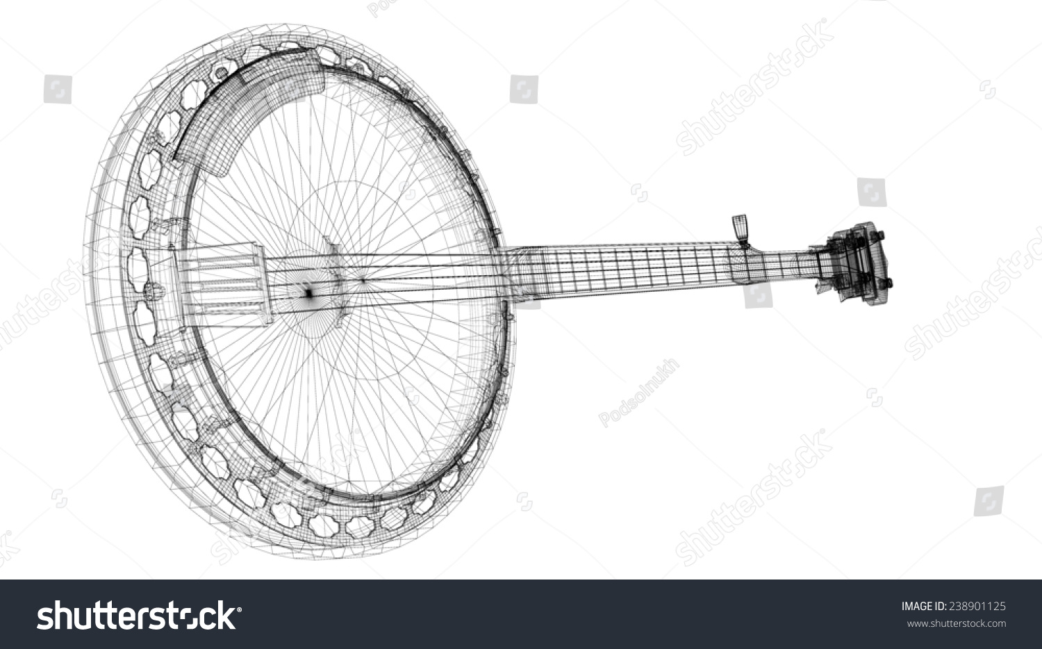 Banjo Model 5 String Body Structure Stock Illustration 238901125 ...