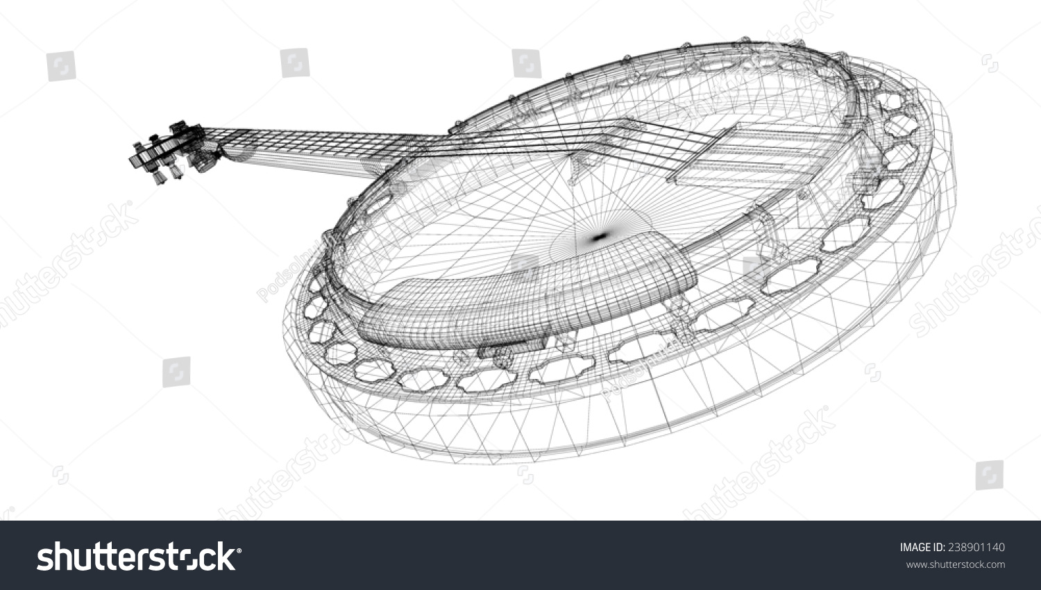 Banjo Model 5 String Body Structure Stock Illustration 238901140 ...
