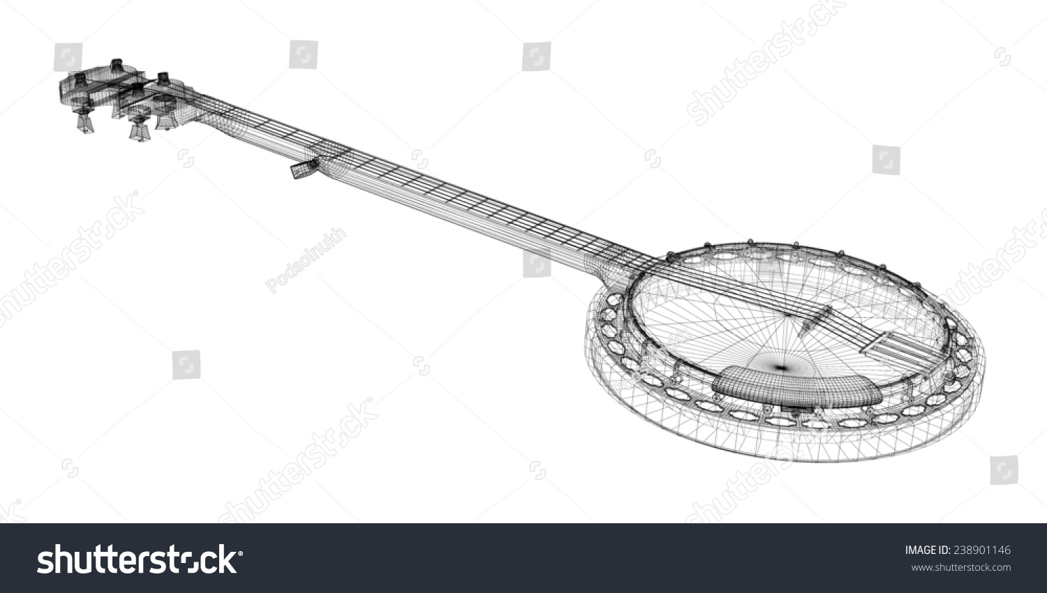 Banjo Model 5 String Body Structure Stock Illustration 238901146