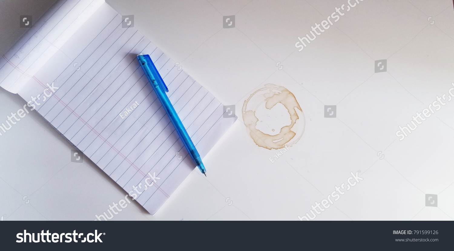 Basic Note Taking Tools Coffee Stain Stock Photo (Edit Now) 791599126