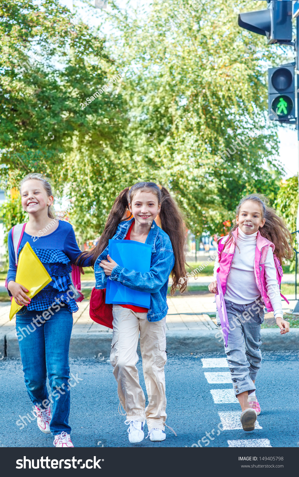 Basic School Students Crossing Road Stock Photo (Edit Now) 149405798