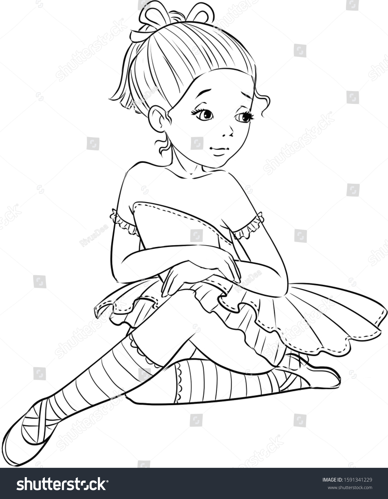 Ilustrasi Stok Beautiful Little Ballerina Girl Outline Coloring ... Ilustrasi Stok Beautiful Little Ballerina Girl Outline Coloring ...