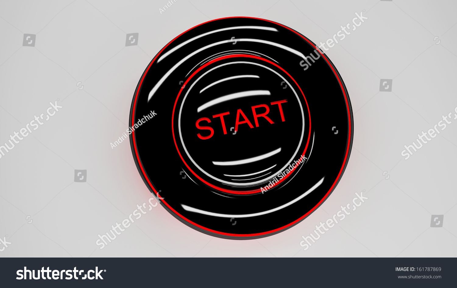Black Plastic Start Button Render Stock Illustration 161787869