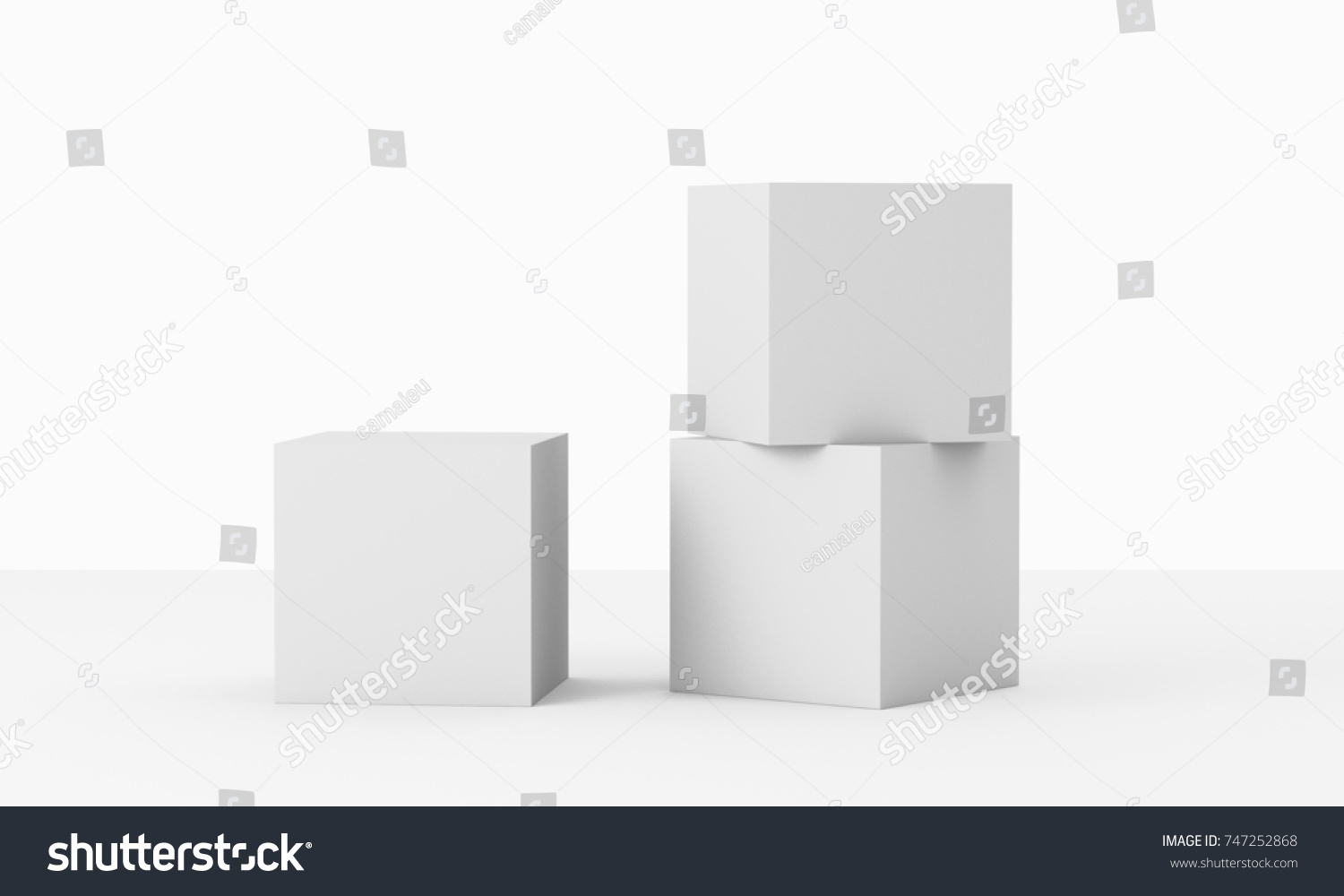 Blank Cubes Composition Mockup 3d Rendering Stock Illustration ...