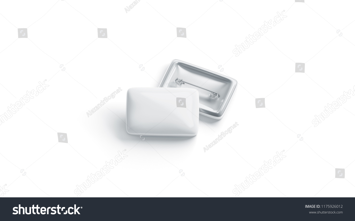Blank White Rectangular Badge Stack Mockup Stock Illustration ...