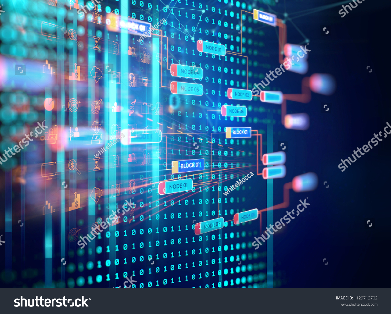 Block Chain Network Programming Concept On: ภาพประกอบสต็อก 1129712702 ...
