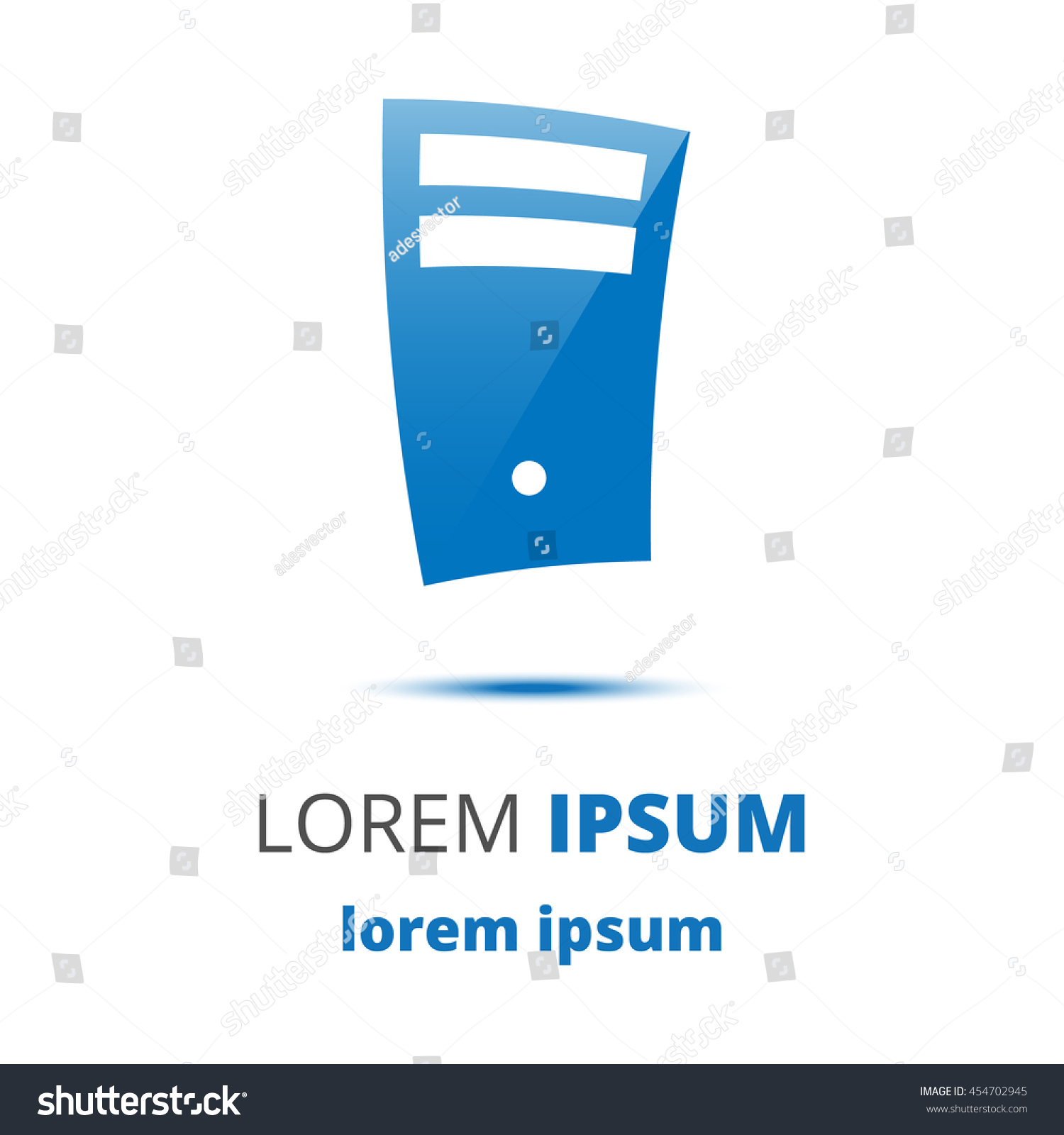 Blue Computer Tower Case Reflection Logo Stock Illustration 454702945 ...