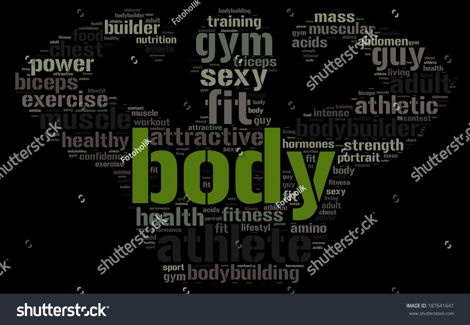 Body Builder Word Cloud Vector Artwork Stock Illustration 187641641