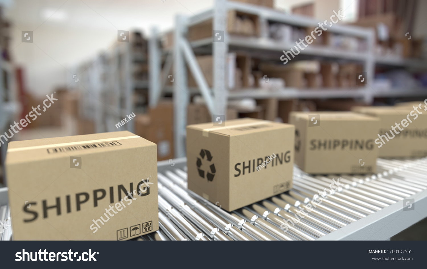 Boxes On Conveyor Looping 3d 3d Stock Illustration 1760107565 ...