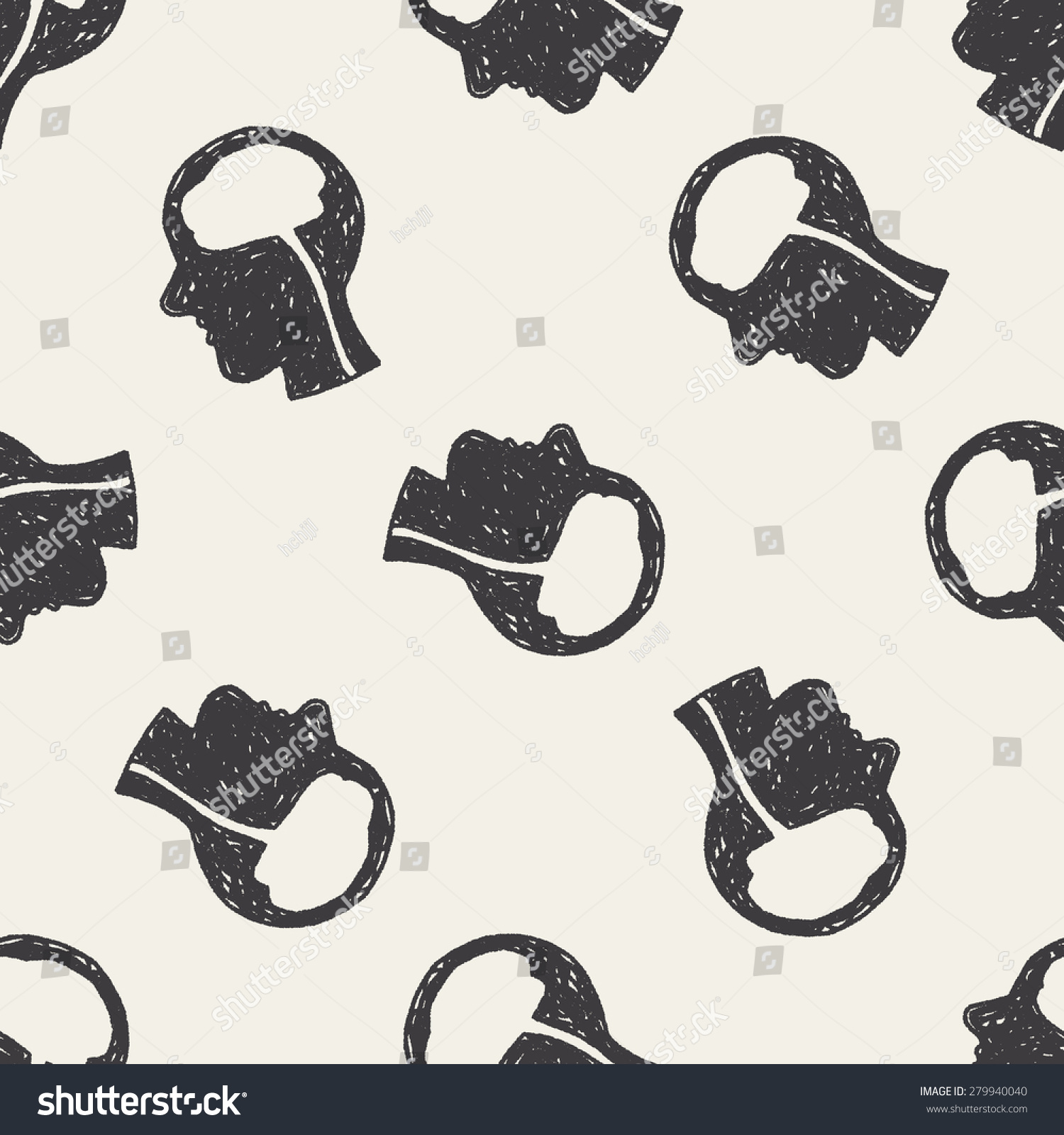 Brain Doodle Seamless Pattern Background Stock Illustration 279940040