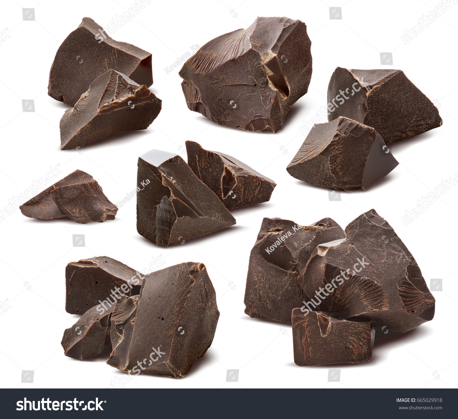Broken Chocolate Pieces Set Isolated On Stock Photo (Edit Now) 665029918 Broken Chocolate Pieces Set Isolated On Stock Photo (Edit Now) 665029918