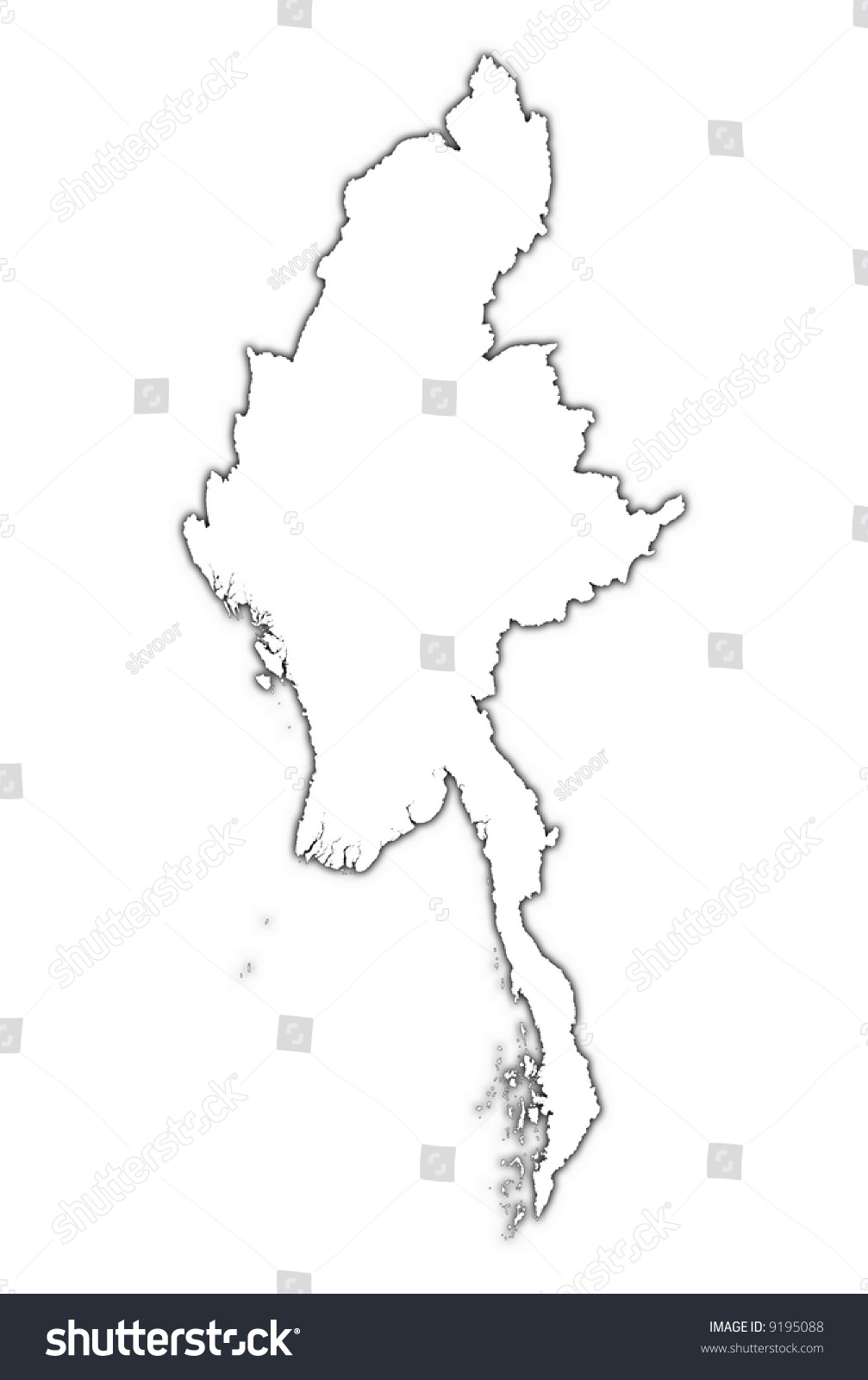 Burma Outline Map Shadow Detailed Mercator Stock Illustration 9195088 ... Burma Outline Map Shadow Detailed Mercator Stock Illustration 9195088 ...