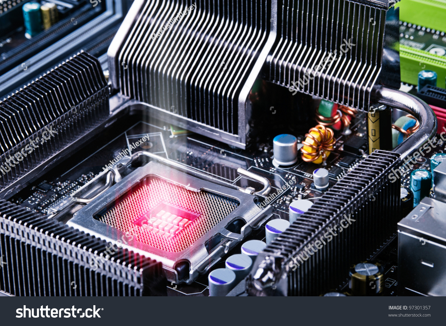 Burning Cpu Socket Surrounded Radiators Stock Photo (Edit Now) 97301357