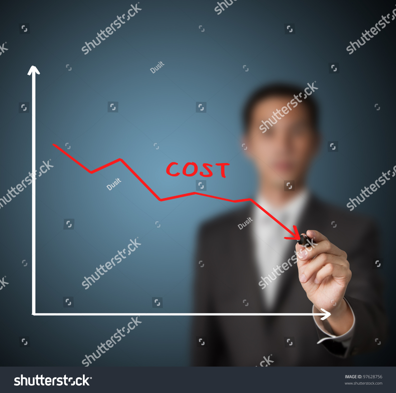Businessman Drawing Graph Cost Reduction Stock Photo 97628756 ... Businessman Drawing Graph Cost Reduction Stock Photo 97628756 ...