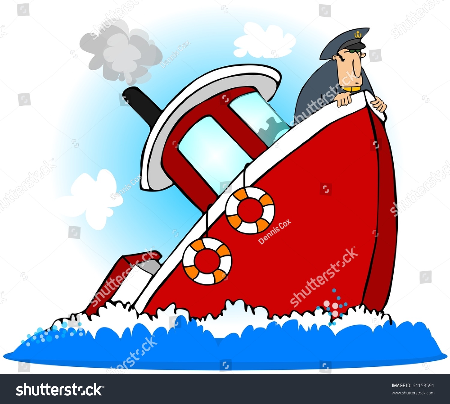 Captain Sinking Ship: ilustrações stock 64153591 Captain Sinking Ship: ilustrações stock 64153591