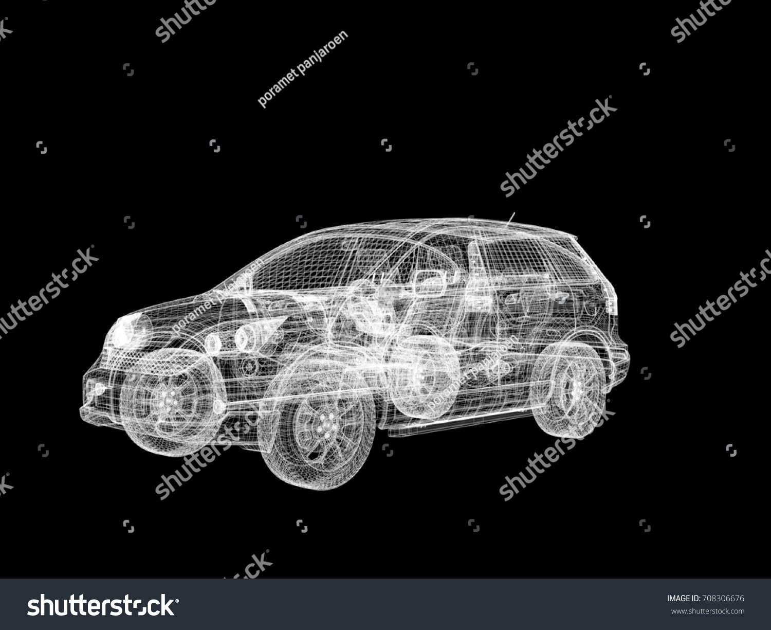 Car Model Body Structure Wire Model Stock Illustration 708306676