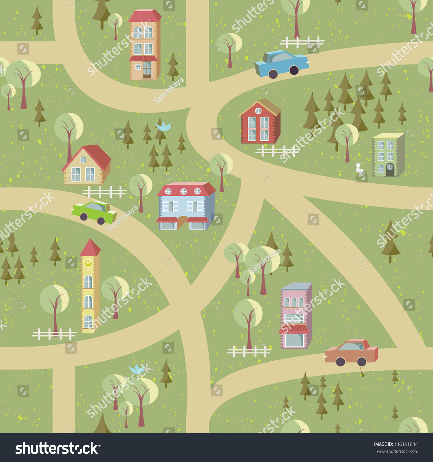 Cartoon Map Seamless Pattern: ilustrações stock 146191844 | Shutterstock