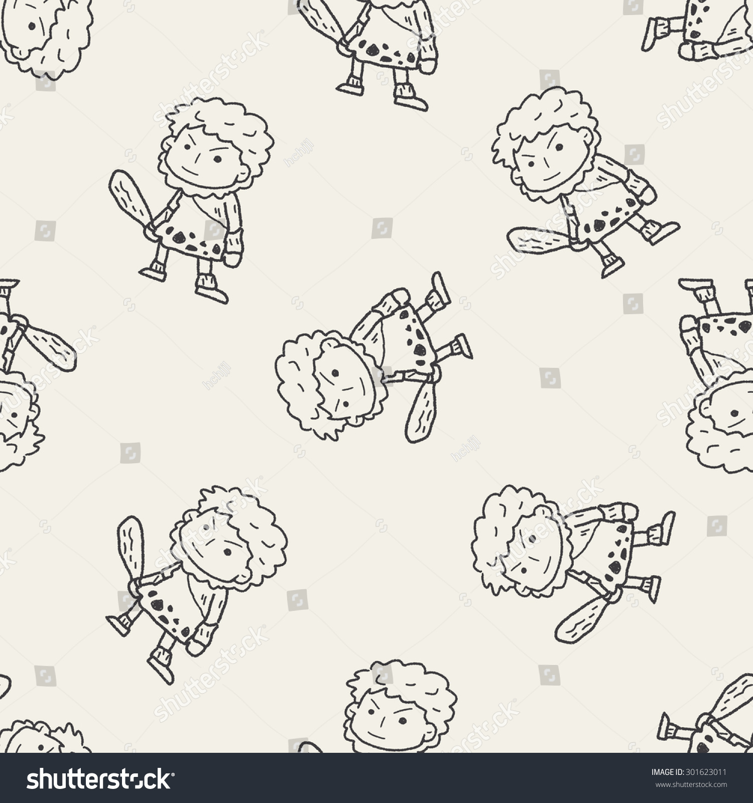 Caveman Doodle Seamless Pattern Background 스톡 일러스트 301623011 | Shutterstock
