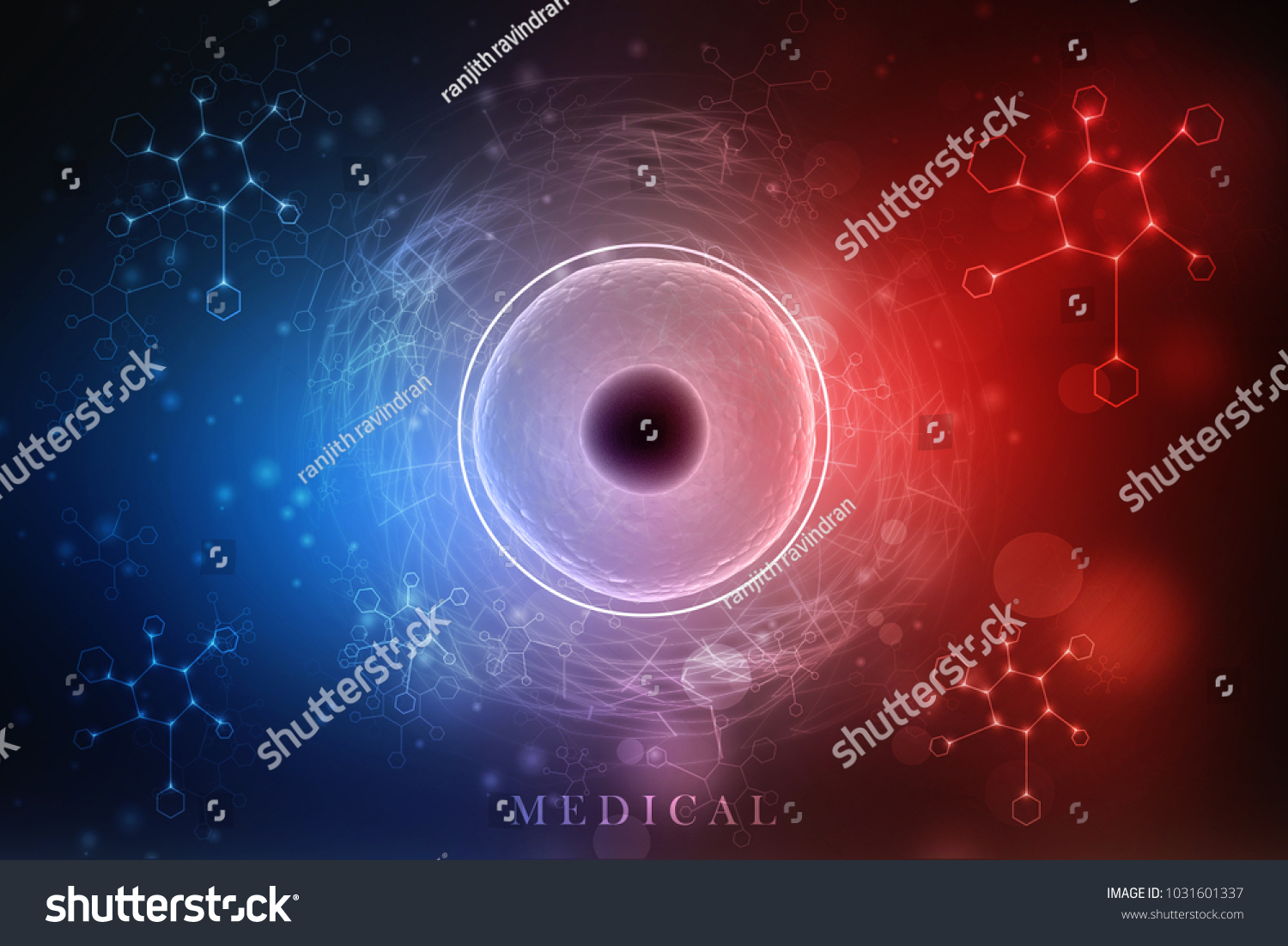 Ilustrasi Stok Cell 3d Rendering Cells Under Microscope 1031601337 ...