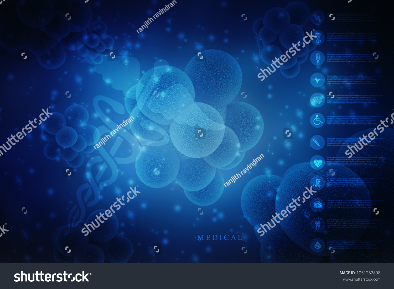 Cell 3d Rendering Cells Under Microscope: ภาพประกอบสต็อก 1051252898 ...