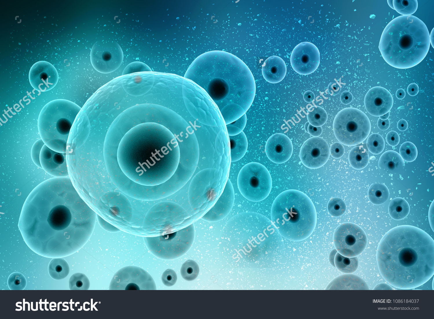 Cell 3d Rendering Cells Under Microscope: ภาพประกอบสต็อก 1086184037 ...