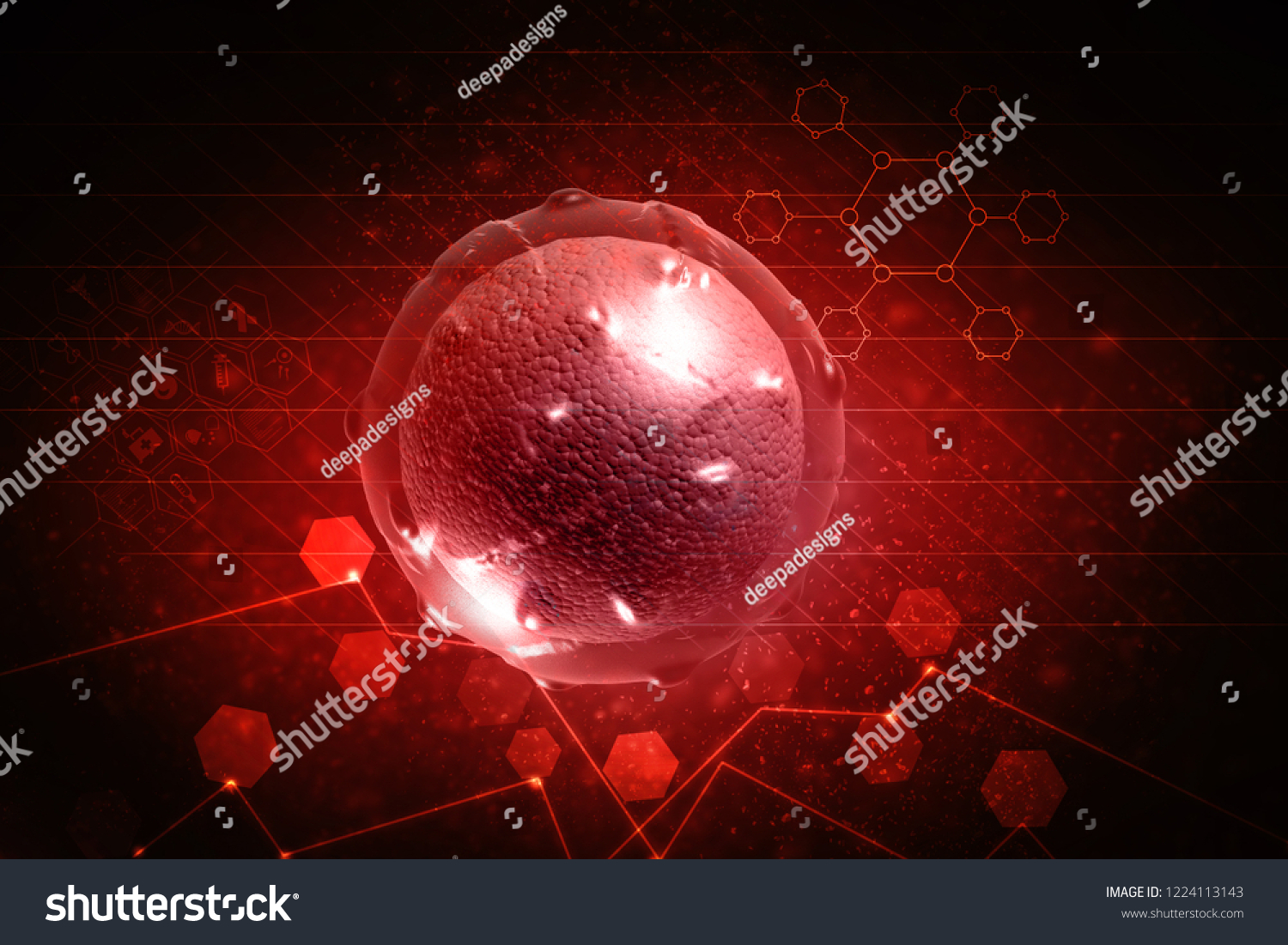 Cell 3d Rendering Cells Under Microscope Stock Illustration 1224113143 ...