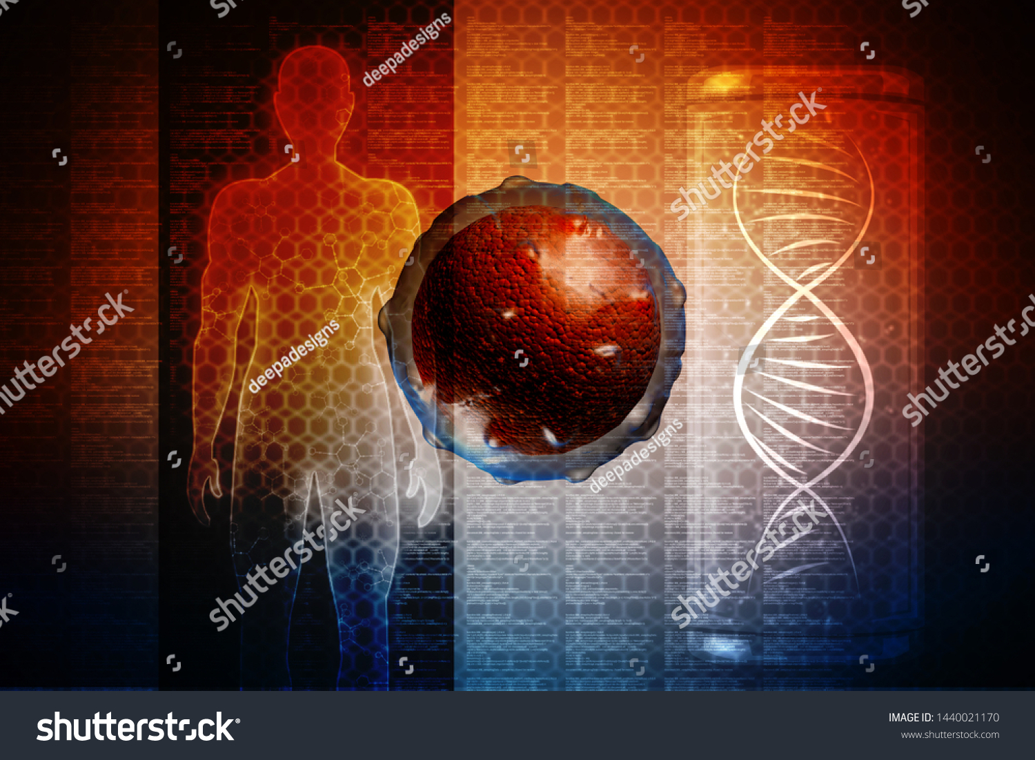 Cell 3d Rendering Cells Under Microscope Stock Illustration 1440021170 ...