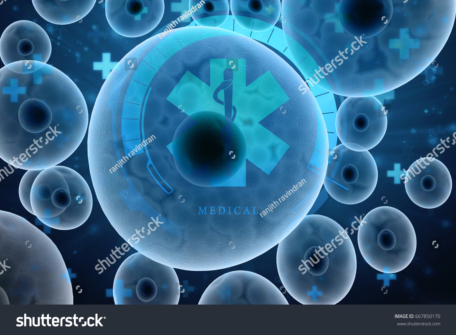 Cell 3d Rendering Cells Under Microscope Stock Illustration 667850170 ...