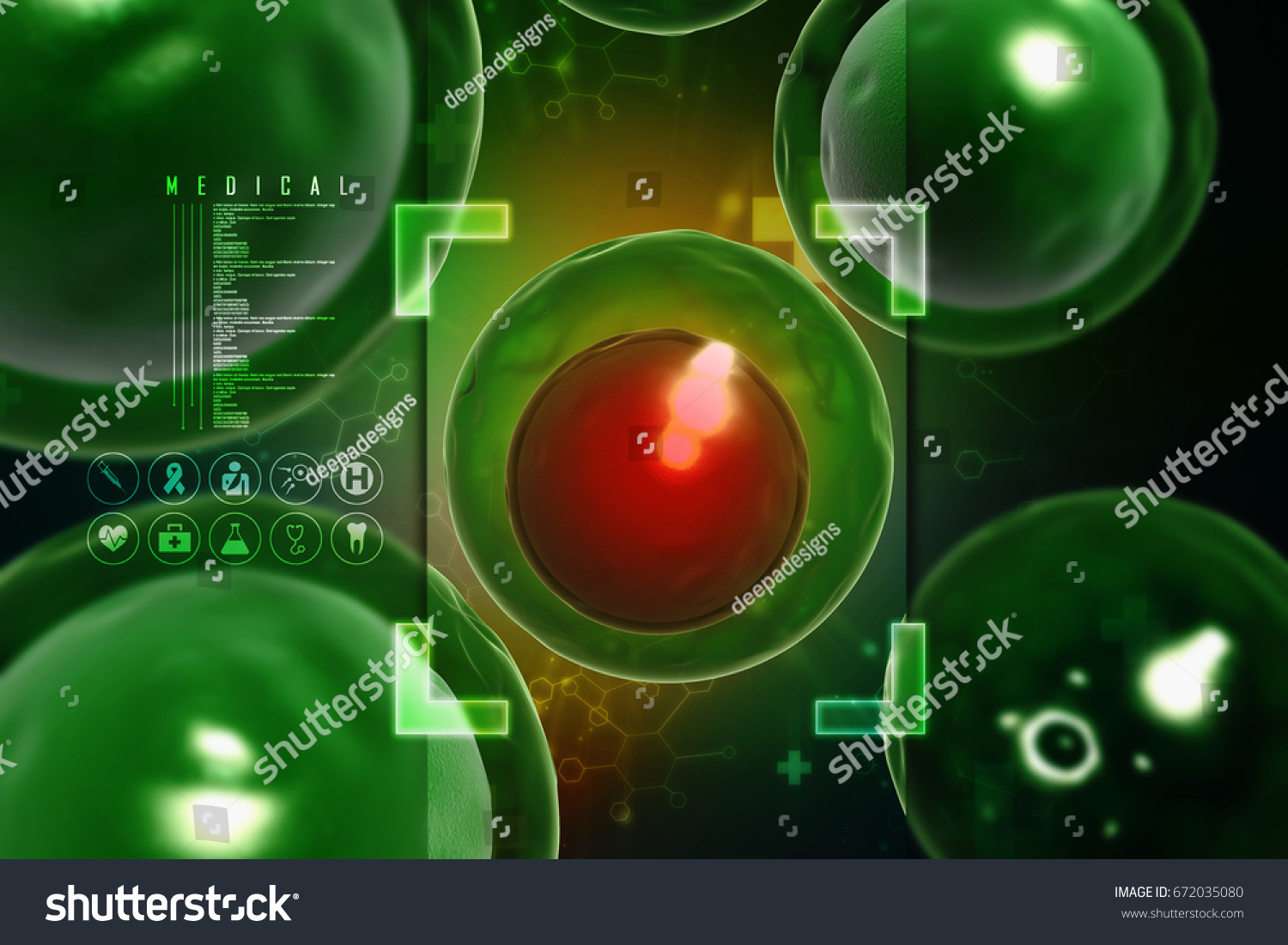 Cell 3d Rendering Cells Under Microscope: ilustración de stock ...