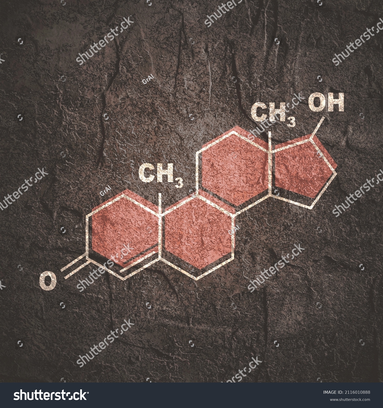 Chemical Molecular Formula Human Hormone Testosterone Stock