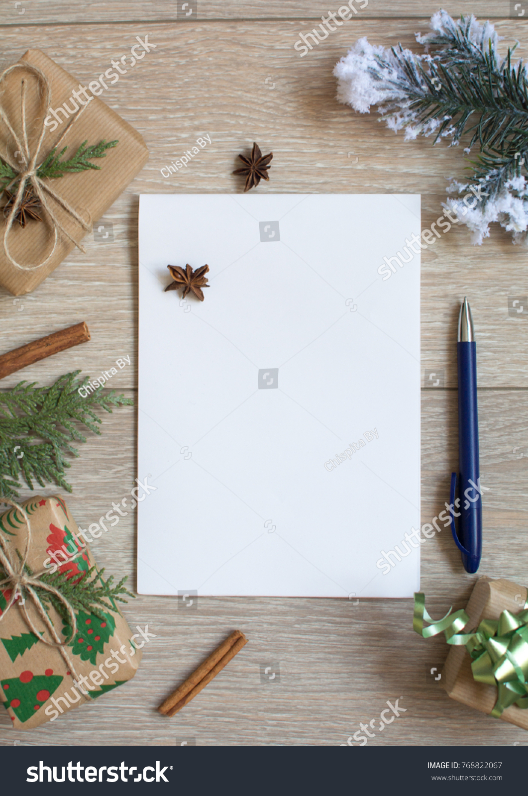 Christmas Notes Background Flat Layout Stock Photo (Edit Now) 768822067