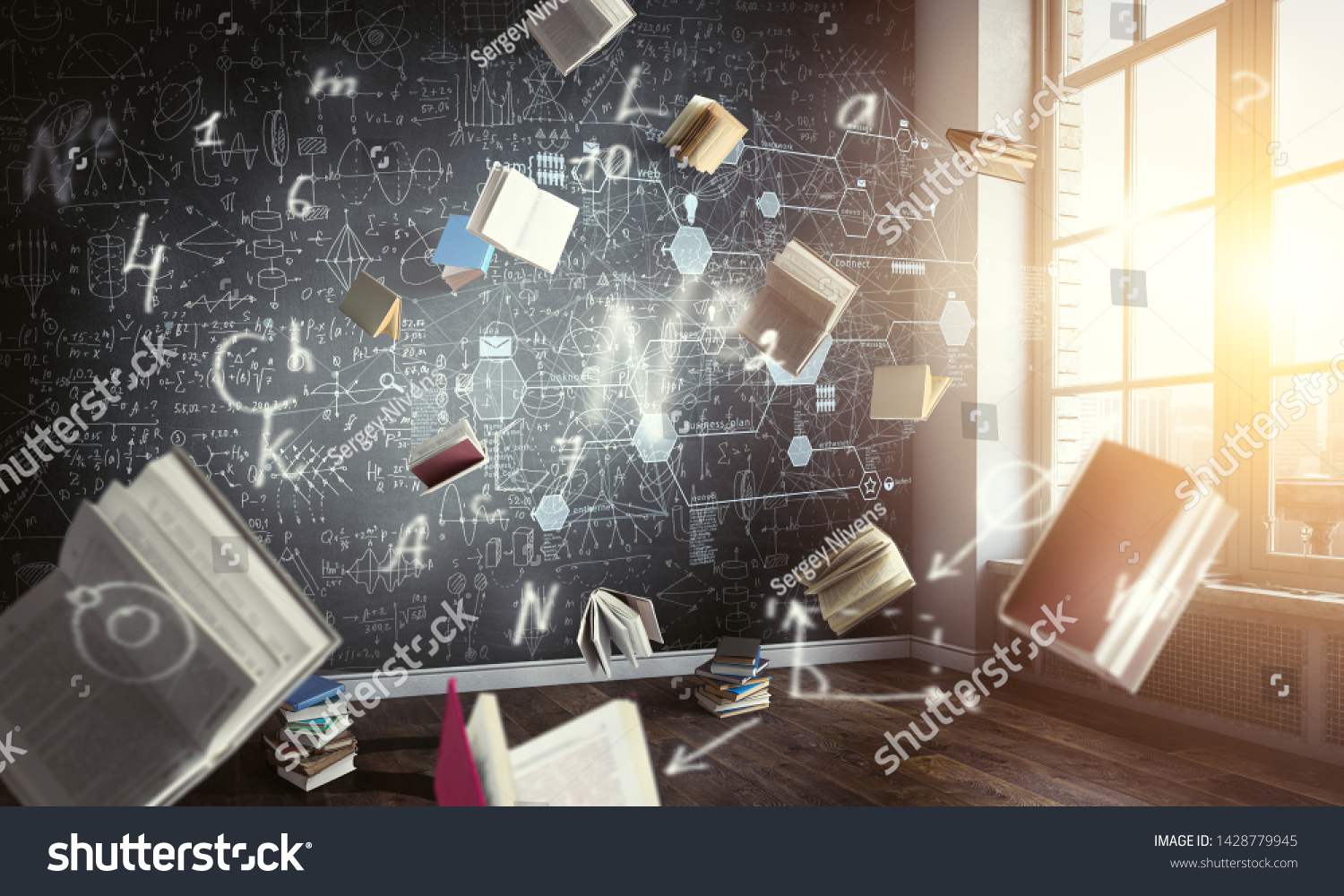 Class Workplace Flying Objects Stock Photo 1428779945 | Shutterstock
