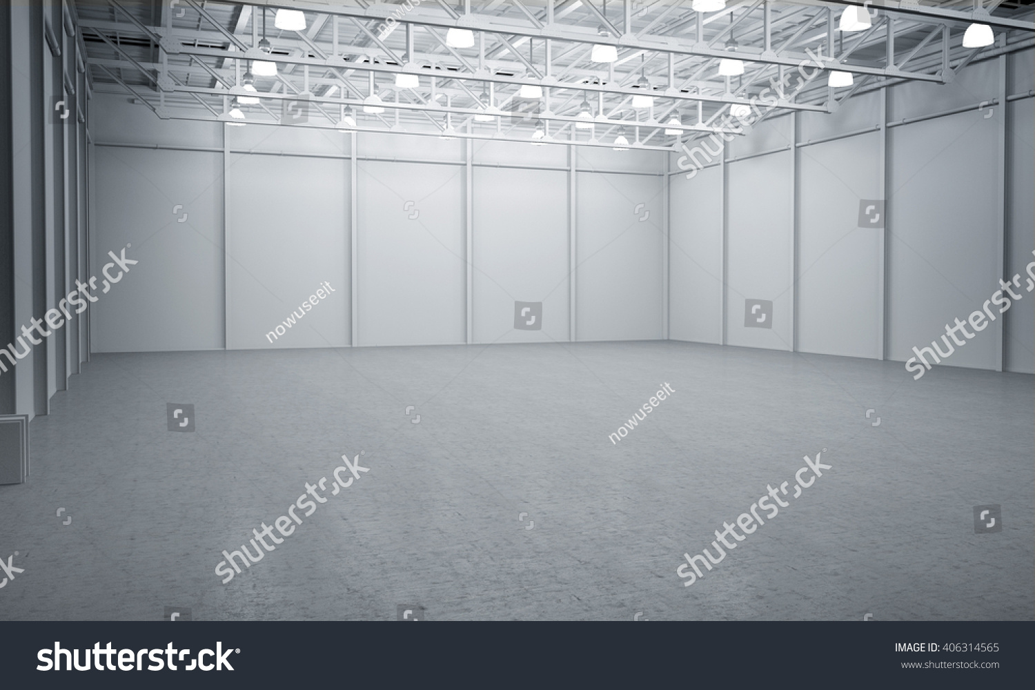 Clean White Empty Warehouse 3d Rendering Stock Illustration 406314565 ...