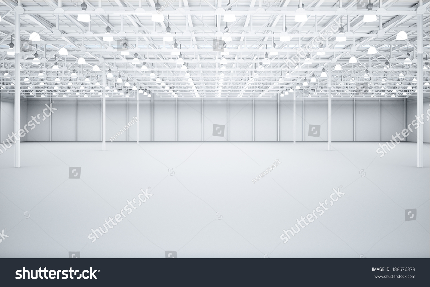 Clean White Empty Warehouse 3d Rendering Stock Illustration 488676379 ...