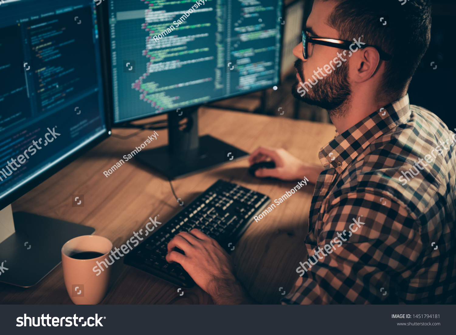 Close Side Profile Photo Handsome He Stock Photo (Edit Now) 1451794181