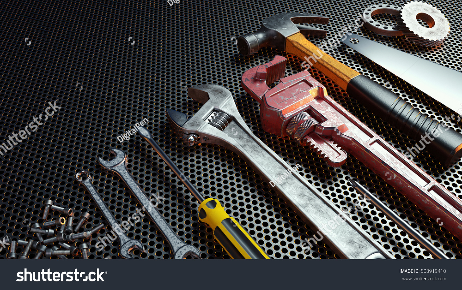Closeup Tools 3d Rendering Stock Illustration 508919410 - Shutterstock